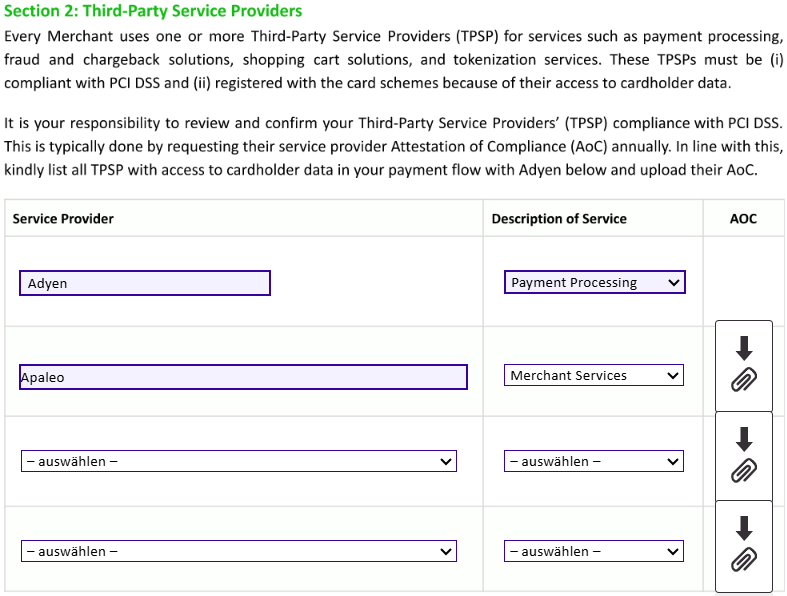 PCI DSS form in KYC process – Apaleo Help Center