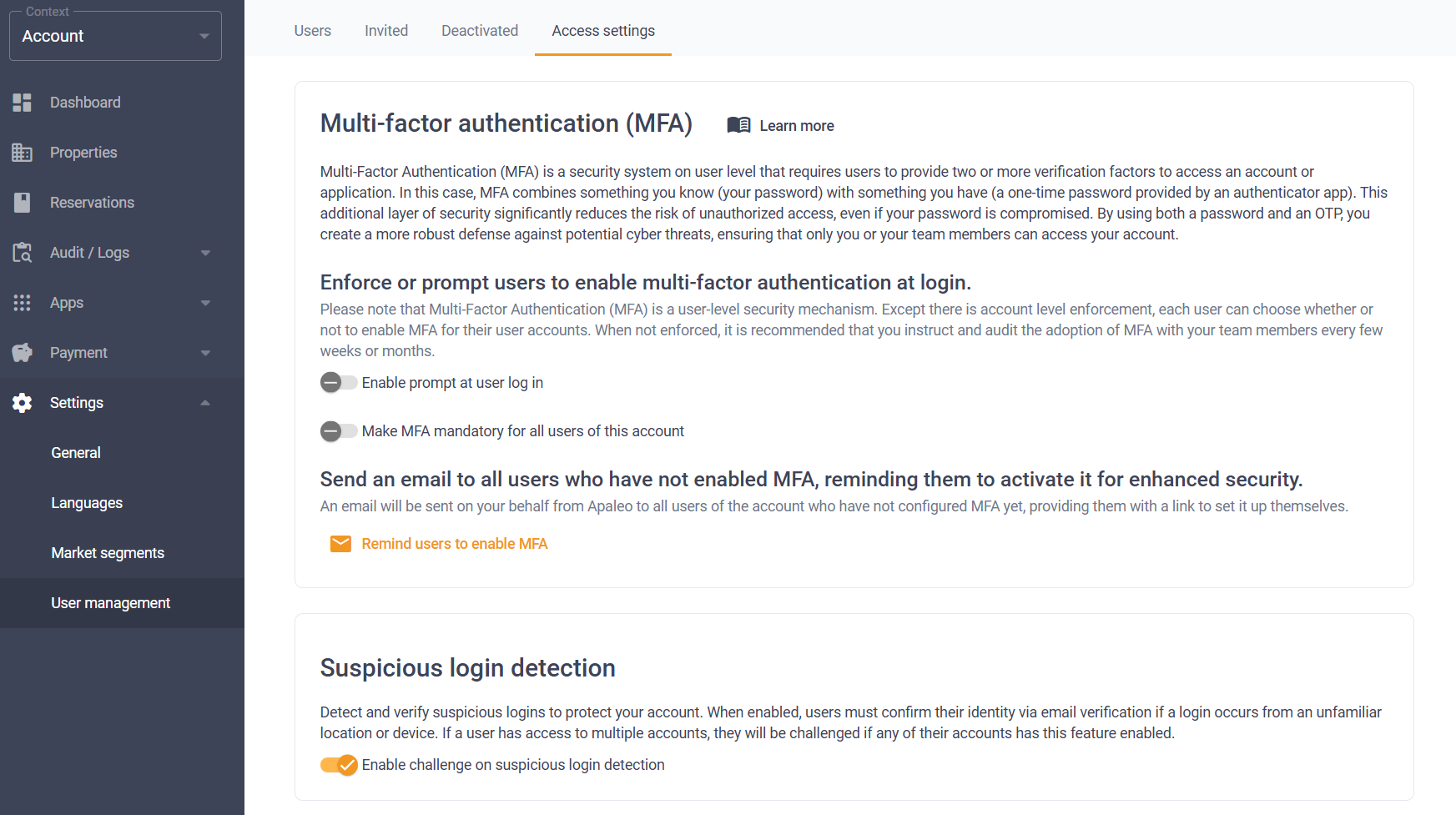 Suspicious Login Challenge – Apaleo Help Center