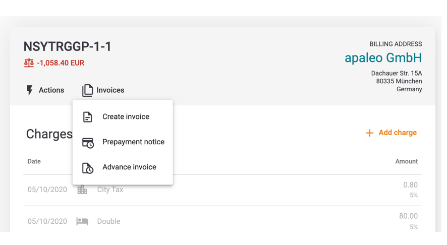 Prepayment Notice & Advance Invoice – Apaleo Help Center