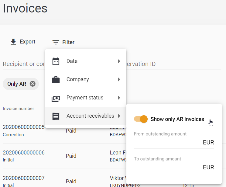 Accounting for AR invoices – Apaleo Help Center