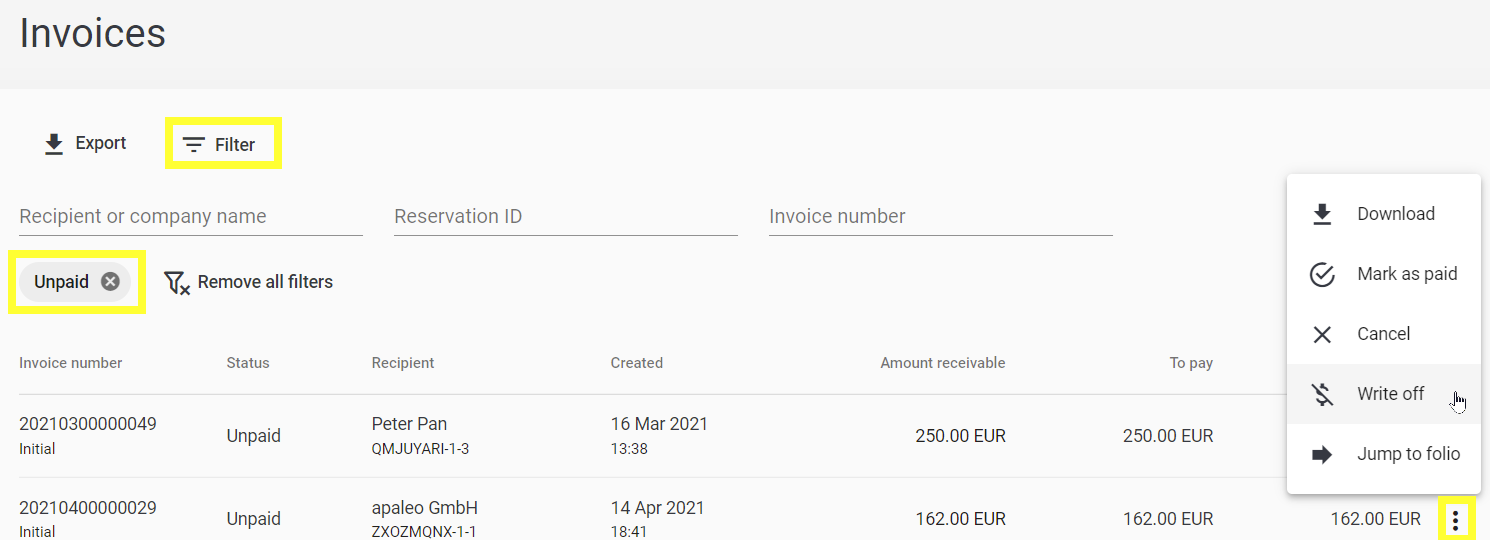 Accounting for AR invoices – Apaleo Help Center