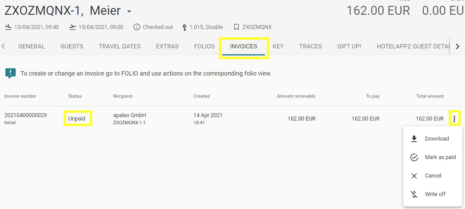 Accounting for AR invoices – Apaleo Help Center